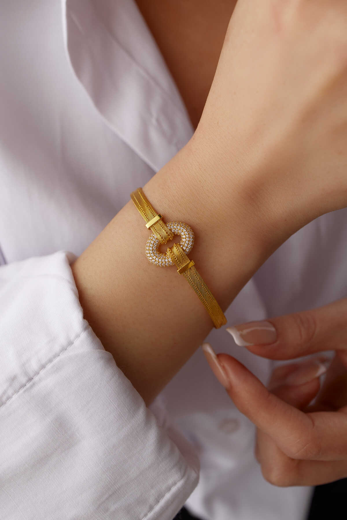 Trabzon Hasır Bileklik Oval Taşlı Minimal Bileklikler YAVUZ KUYUMCULUK