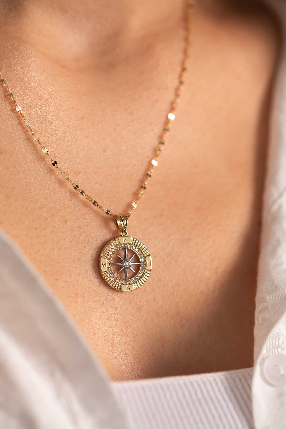 Yavuz Kuyumculuk 14 Ayar Altın İtalyan Aynalı Pusula Kolye YAVUZ KUYUMCULUK