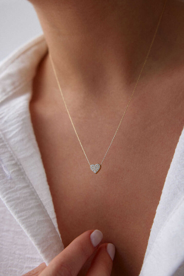 Yavuz Kuyumculuk - Taşlı Kalp Kolye Mini